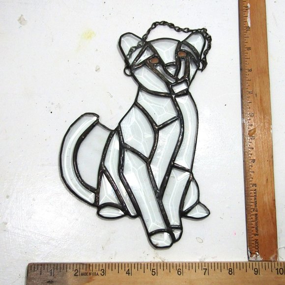 Glass Artwork | Art | Handforged Beveled Glass Cat Suncatcher Window ...